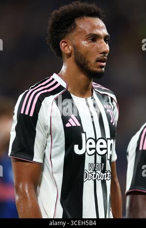 Lloyd Kelly of Juventus FC looks on during the serie Serie A Enilive ...