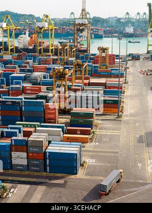Overview of the containers at the Port of Singapore Authority (PSA) in ...