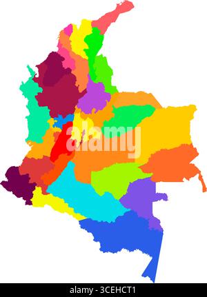 Colombia map. Country poster with regions. Shape of Colombia with ...