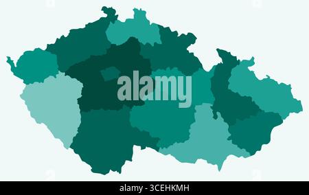 Map of Czechia with regions. Just a simple country border map with ...