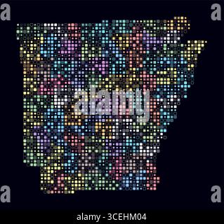 Arkansas, shape of the state built of colored cells. Digital style map ...