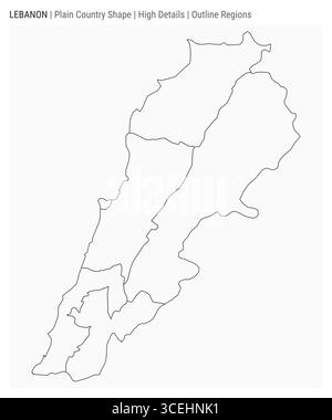 Lebanon map design. Map of the country with regions in emerald-amethyst ...