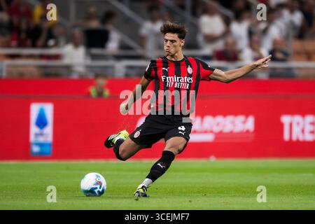Samuele Ricci of AC Milan kicks the ball during the Coppa Italia ...