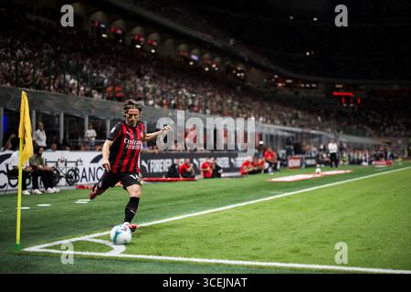 Luka Modric of AC Milan takes a corner kick during the Serie A football ...