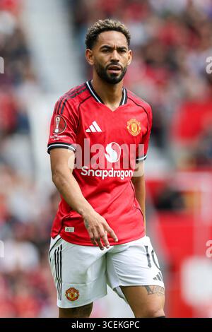 Manchester United forward Matheus Cunha (10) injured during the ...