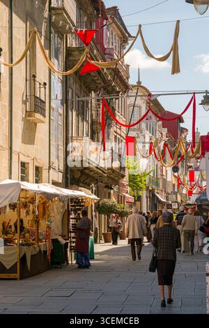 Red banners and decorations for the Roman Braga celebration, Sé, Braga ...