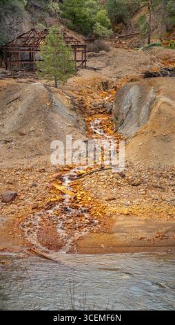 Toxic sulfur runoff from an abandoned mine in Northern California Stock ...
