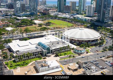 Aerial view of the Neal S. Blaisdell Arena and Exhibition Hall ...