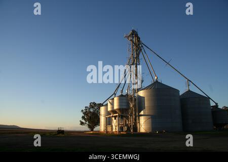 Grain silos at sunset in the liverpool plains northern nsw australia ...