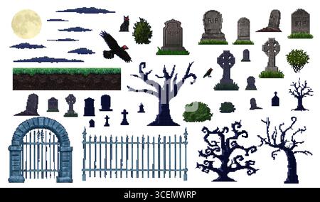 grave headstone game pixel art vector illustration Stock Vector Image ...