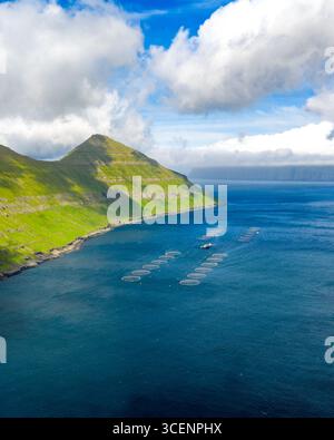 Aerial view of fish farms near the river, Gresik, Indonesia Stock Photo ...