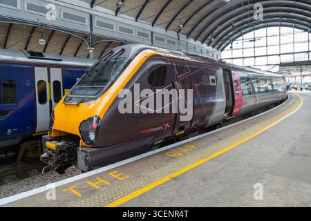 CrossCountry class 221 train inside railway station, Newcastle upon ...