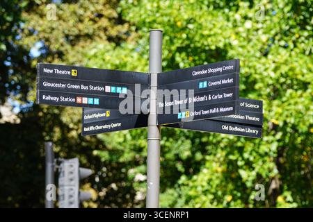 Signpost to Tourist attractions in Oxford, England, UK Stock Photo - Alamy