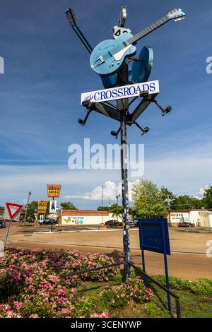 Guitars at the Crossroads of Highway 61 and Highway 49 in Clarksdale ...