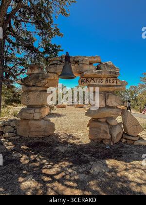 The Arch at Hermit's Rest in Grand Canyon National Park is a well-known ...