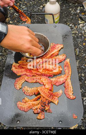 Cooking beacon on flat skillet, Seymour Canal, Kootznoowoo Wilderness ...