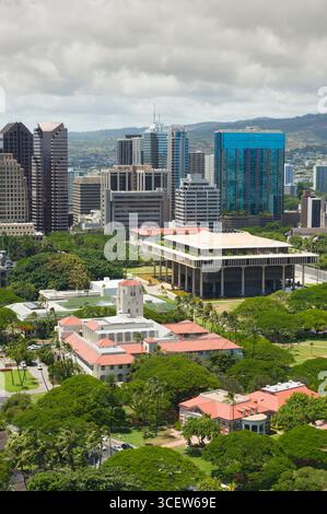 Aerial view of Hawaii State Capitol, Honolulu, Hawaii, USA Stock Photo ...