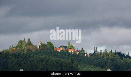 Mount Angel Abbey Monastery rising above the Willamette valley, Mt ...