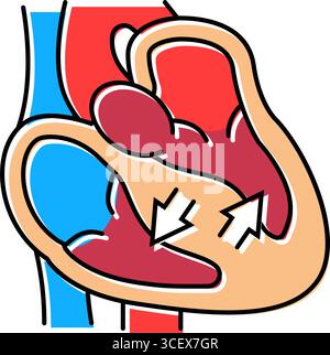 hypertrophic cardiomyopathy cardiology color icon vector illustration ...