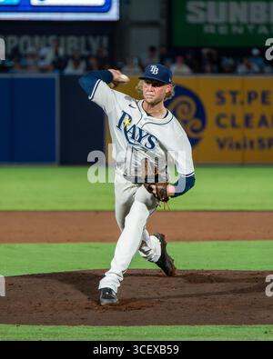 Tampa Bay Rays' Shane Baz pitches in the first inning of a baseball ...