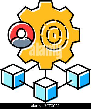 blockchain based identity verification color icon vector illustration ...