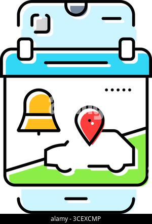 reservation reminder car share service color icon vector illustration ...