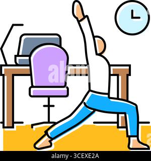 desk yoga employee health color icon vector illustration Stock Vector ...