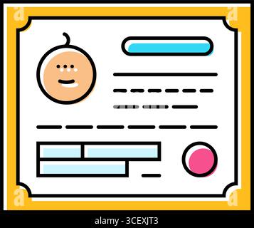 birth certificate color icon vector illustration Stock Vector Image ...
