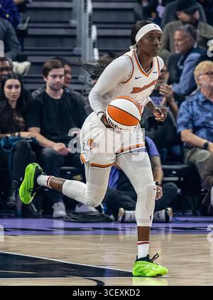 Phoenix Mercury guard Kahleah Copper celebrates a 3-pointer against the ...