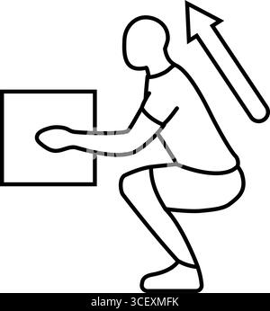 safe lifting technique injury prevention line icon vector illustration ...