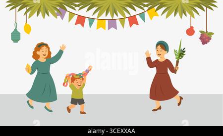 Jewish family dancing Hasidic dance celebrating Sukkot and Simchat ...