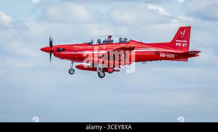 Pilatus PC-21, arriving at RAF Fairford for the Royal International Air ...