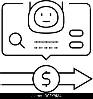 transaction monitoring ai fintech line icon vector illustration Stock ...