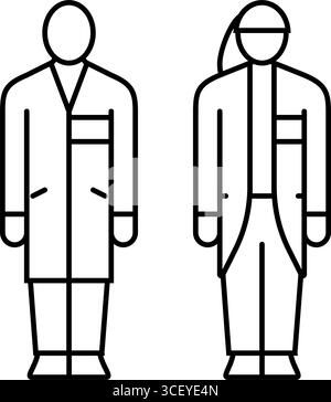female scientist male scientist together line icon vector illustration ...