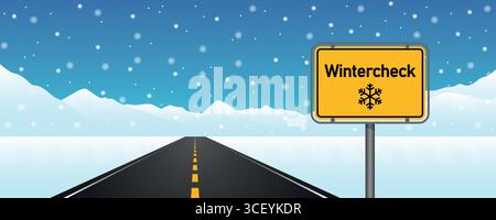 straight asphalted road winter travel landscape vector illustration ...