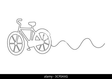 Bicycle continuous one line drawing minimalist outline vector ...