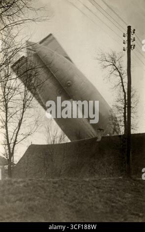 In 1917, a British zeppelin, rendered uncontrollable, crashed into a ...