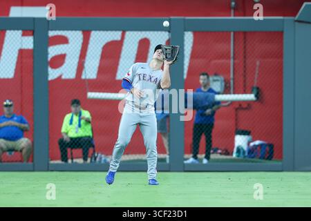 Texas Rangers' Wyatt Langford in action during a baseball game against ...