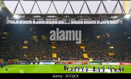 DORTMUND - A yellow wall with supporters during the Champions League ...