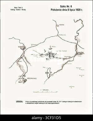 This 1923 sketch by Fr. Arciszewski depicts the towns of Ostróg, Dubno ...
