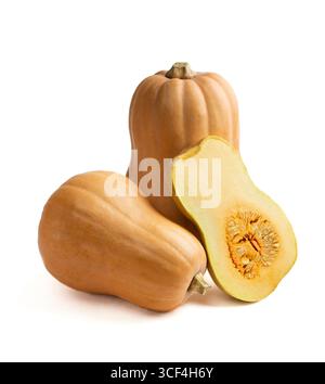 Orange pumpkin with leaves and vegetables isolated on white background ...