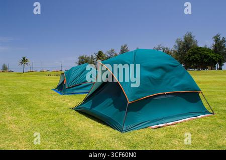 Tents in campground at Bellows Air Force Station, Waimanalo, Oahu ...