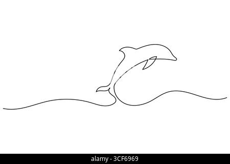 Dolphin icon, dolphin continuous one line drawing, Vector illustration ...