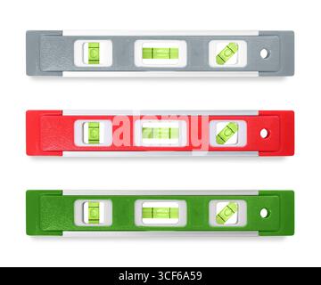 Bubble levels isolated on white, set. Building measuring instrument ...