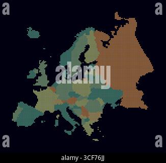 Europe dotted map. Digital style map of the continent on white ...