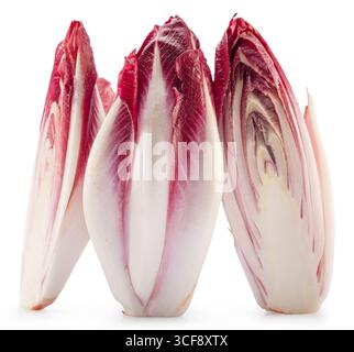 Red endive and cross section of endive on white background. File ...