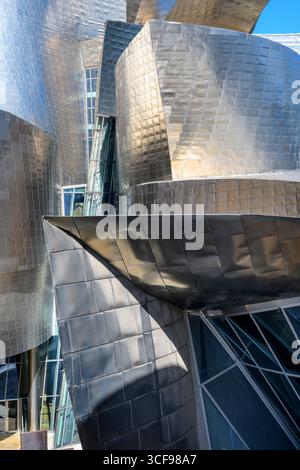 Details of the exterior titanium cladding on the Guggenheim Museum in ...