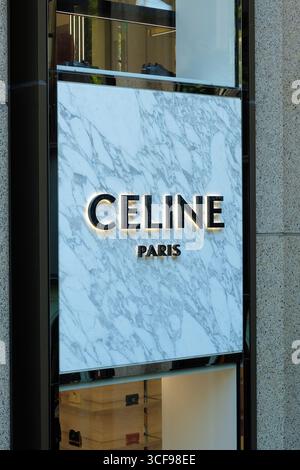 A shop sign of Celine in Paris, on April 8, 2020 in Paris, France.Photo ...