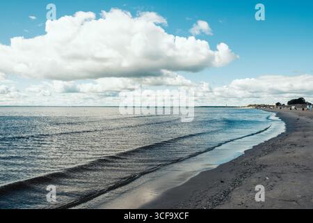 People visit the beach of the Baltic Sea during hot weather in ...