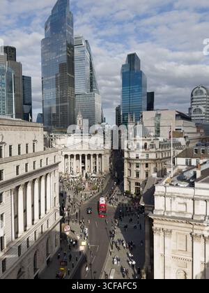 An aerial view captures the busy Bank Station junction outside the ...